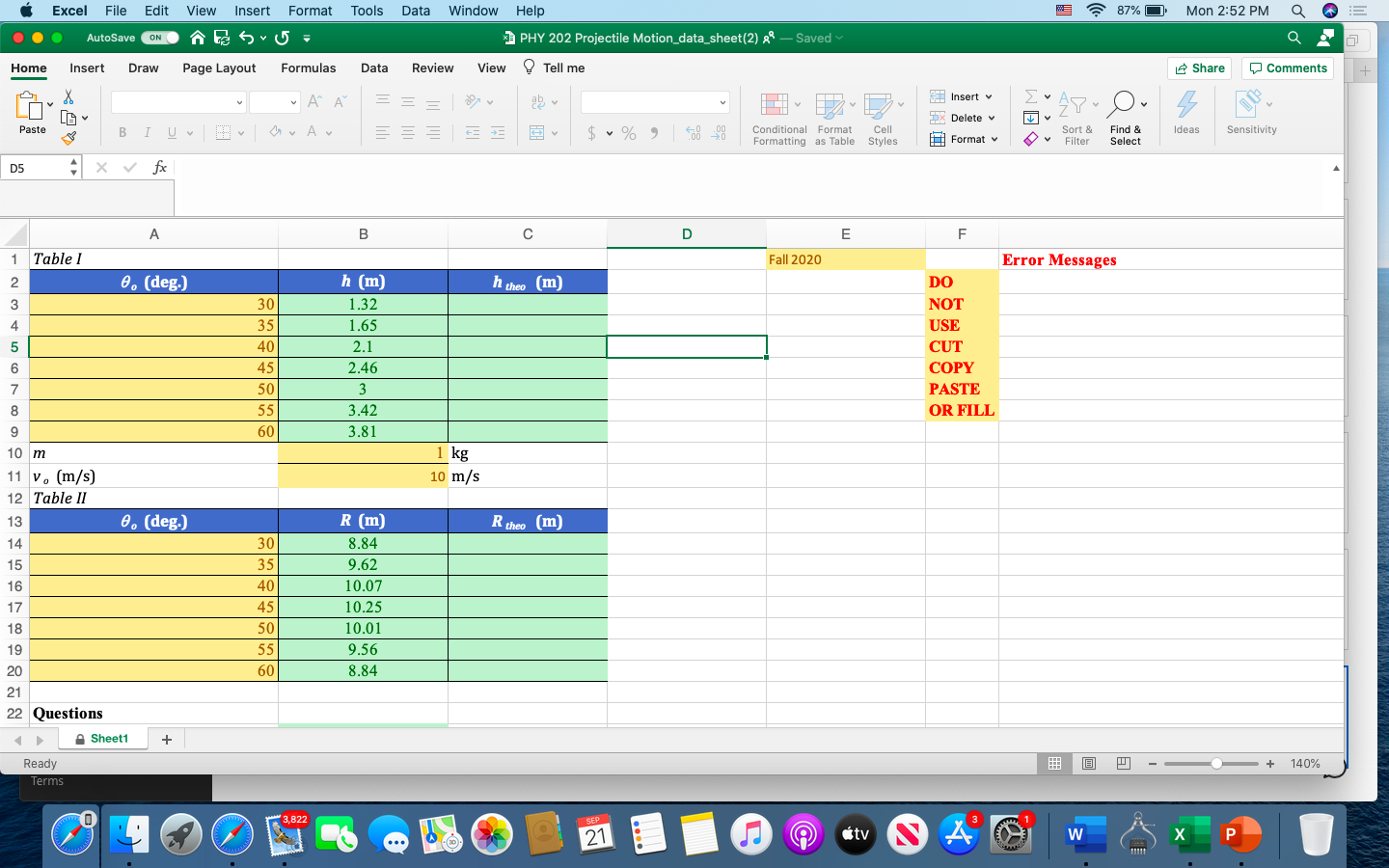 Solved Excel File Edit View Insert Format Tools Data 87% O | Chegg.com