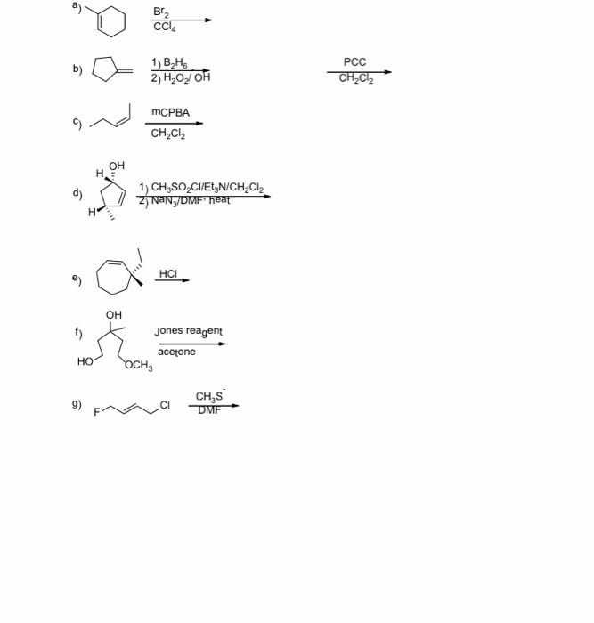 Solved Br, CCI 1 B2H6 2) H202 O mCPBA CH2Cl2 OH 1) | Chegg.com