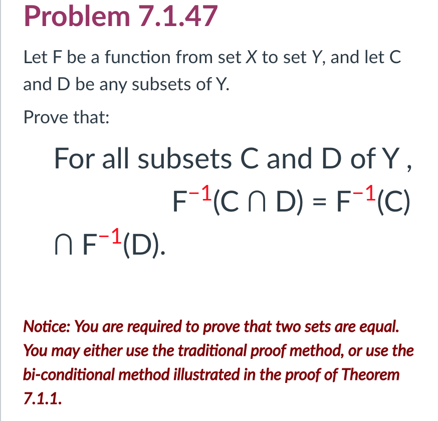 Solved Let F be a function from set X to set Y, and let C | Chegg.com