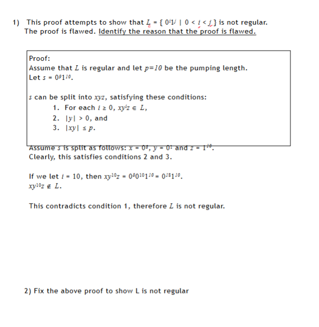 Solved This proof attempts to show that Lc={0i1j∣00, and 3. | Chegg.com