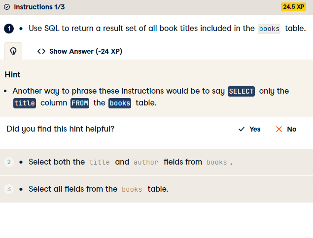 Solved Querying the books table -- Return all titles from | Chegg.com