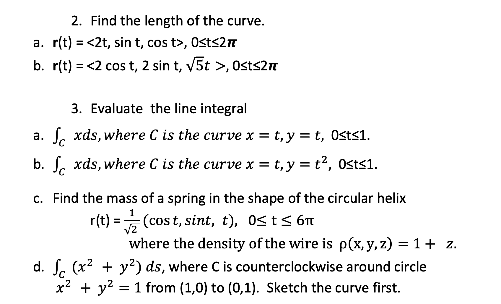 Solved a. r(t)= ,0≤t≤2π b. | Chegg.com