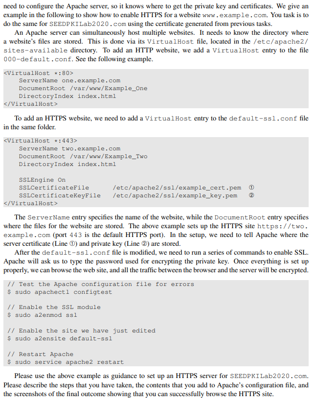 2.4 Task 4: Deploying Certificate in an Apache-Based | Chegg.com