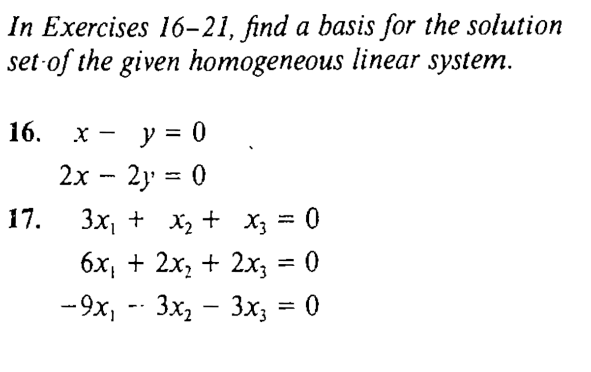 Solved In Exercises 16−21, find a basis for the solution set | Chegg.com