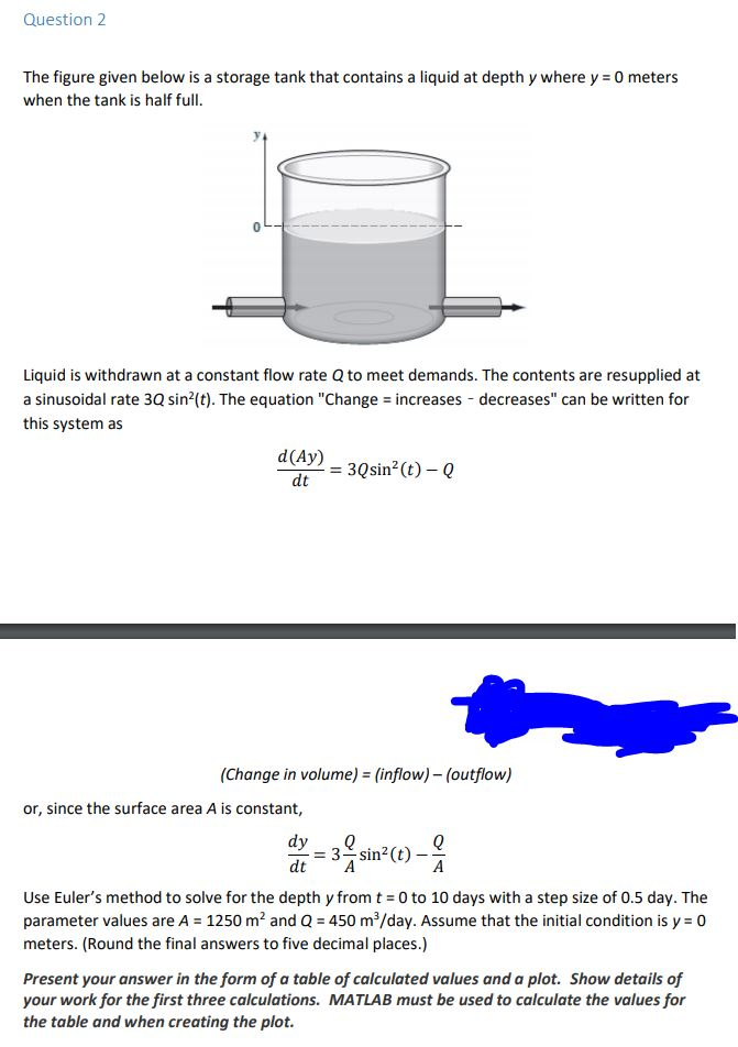 (Solved) : Question 2 Figure Given Storage Tank Contains Liquid Depth Y ...