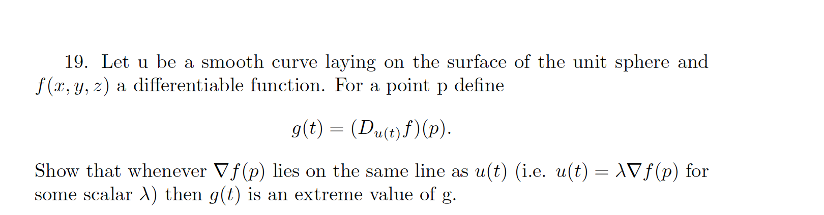 Solved 19. Let u be a smooth curve laying on the surface of | Chegg.com