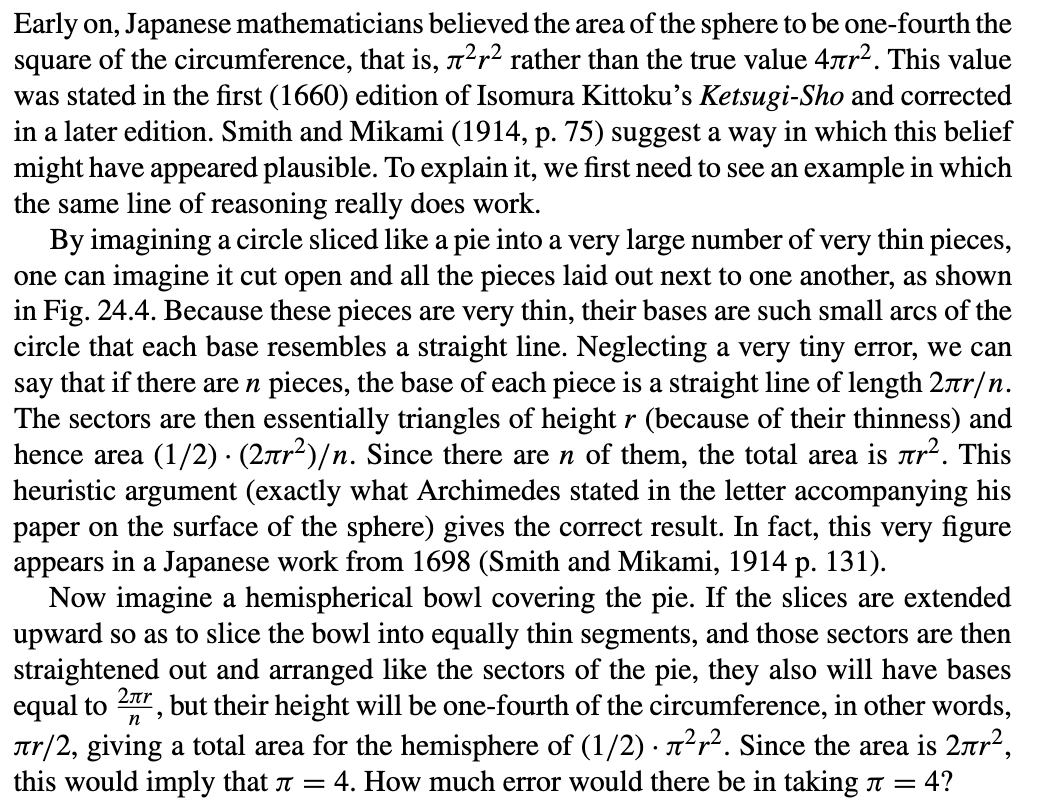 Early on, Japanese mathematicians believed the area | Chegg.com
