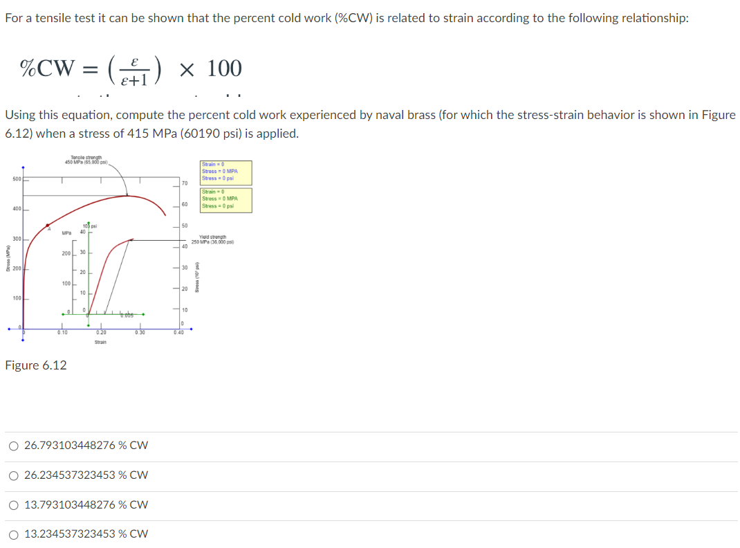 Solved For a tensile test it can be shown that the percent | Chegg.com