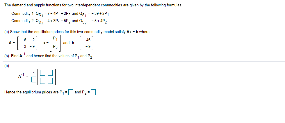 Solved The demand and supply functions for two | Chegg.com