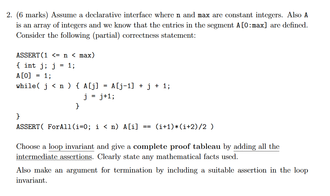 Solved 2. (6 marks) Assume a declarative interface where n | Chegg.com