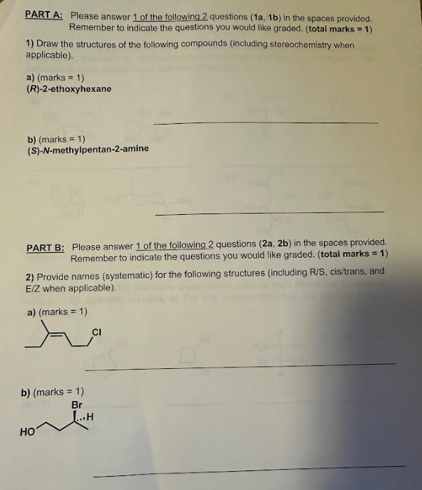 Solved PART A: Please answer 1 of the following 2 questions | Chegg.com Solved PART A: Please answer 1 of the following 2 questions | Chegg.com