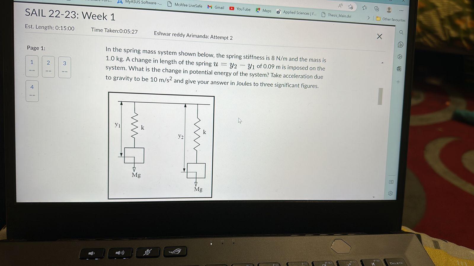 Solved In the spring mass system shown below, the spring | Chegg.com