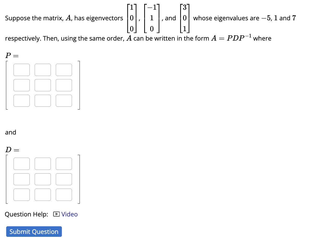 Solved Suppose the matrix, A, ﻿has eigenvectors | Chegg.com