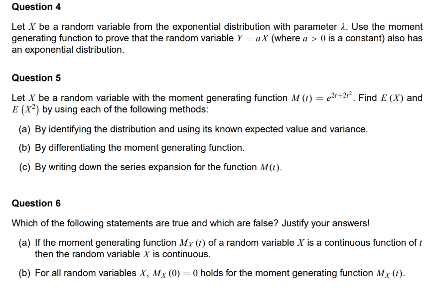 Solved Let X be a random variable from the exponential | Chegg.com