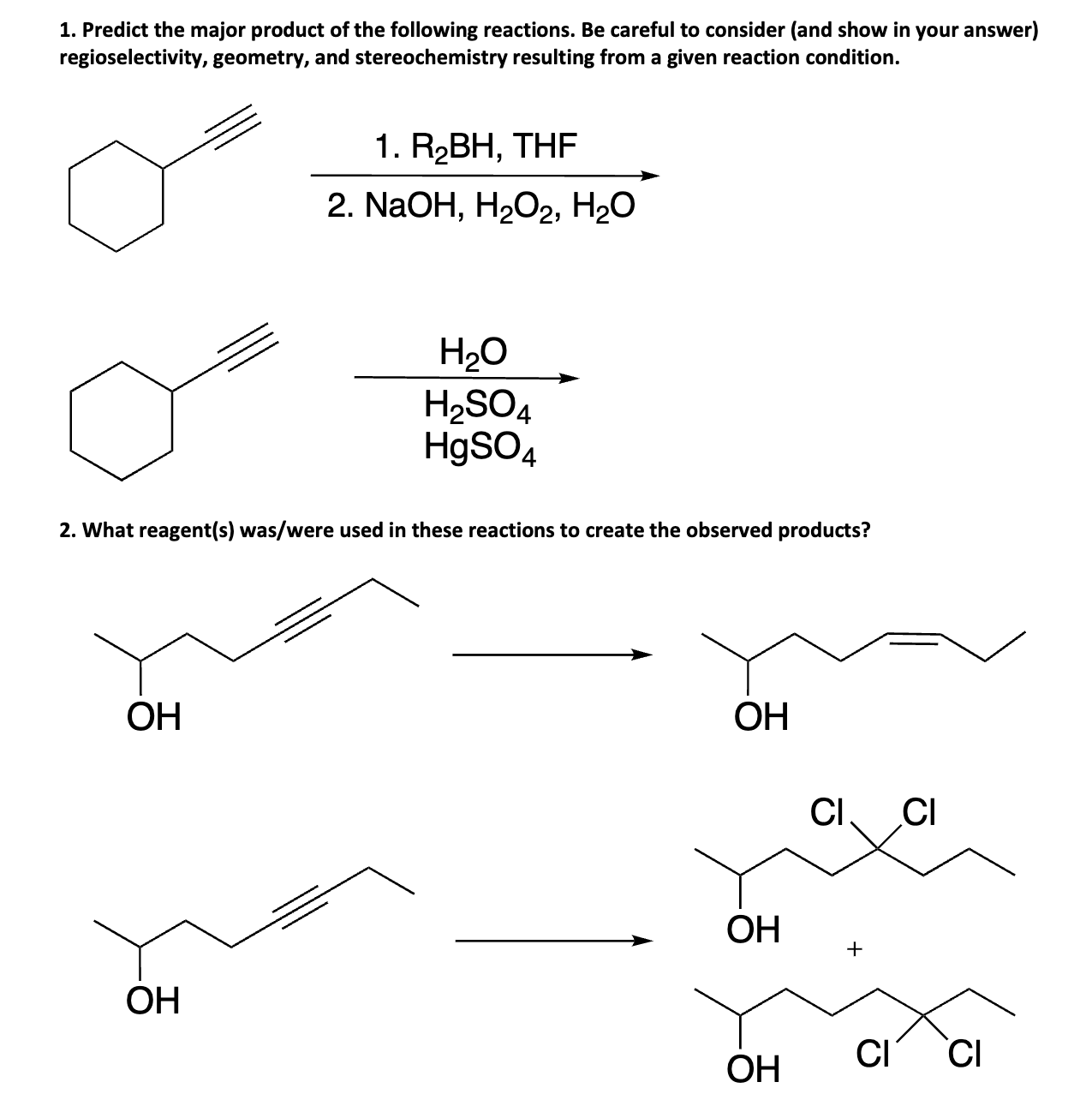 Solved Predict the major product of the following reactions. | Chegg.com