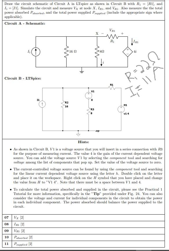 Solved Draw the circuit schematic of Circuit A in LTspice as | Chegg.com