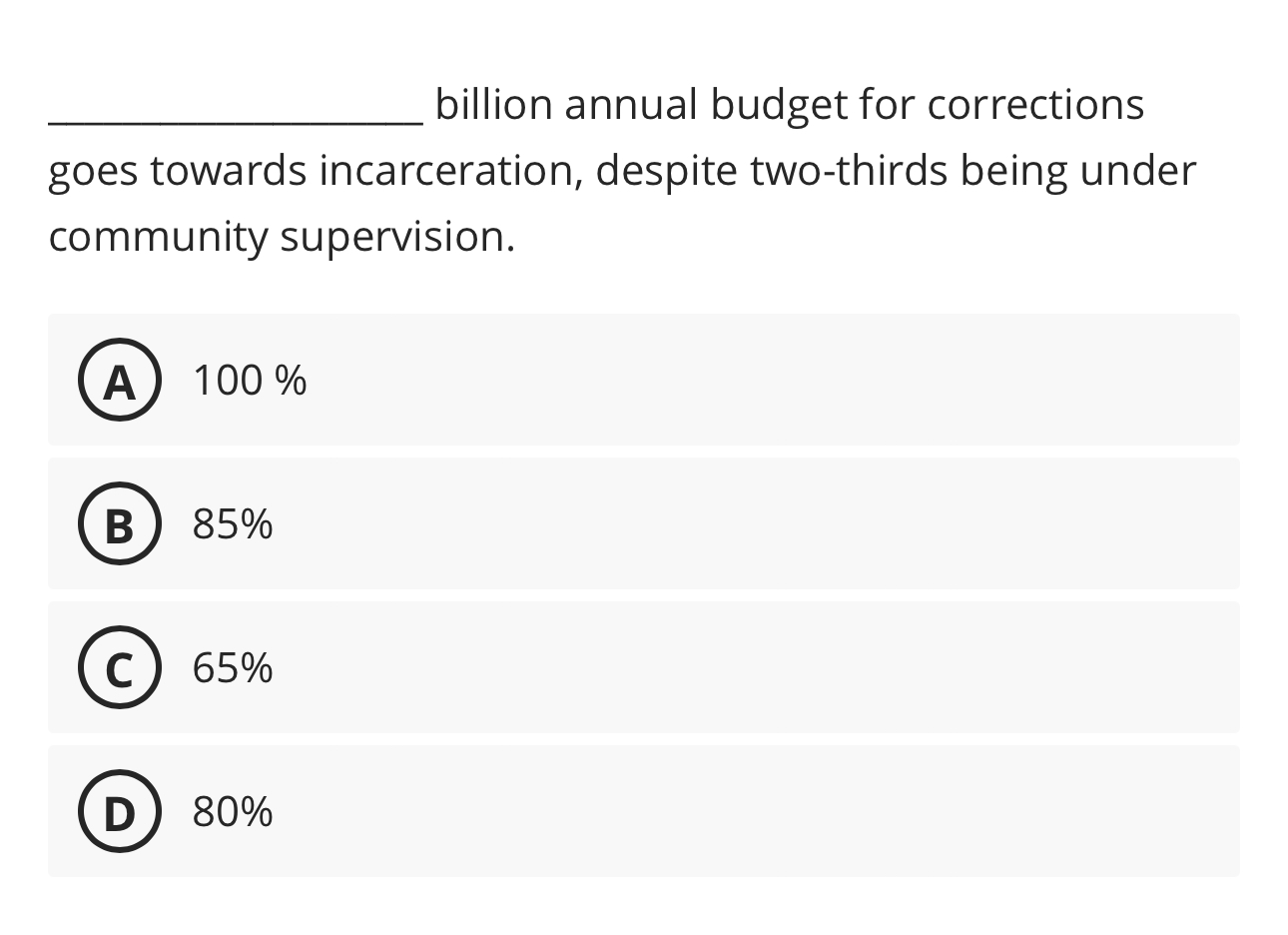 Solved billion annual budget for corrections goes towards | Chegg.com