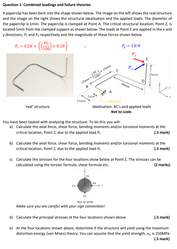 Solved Question 1: Combined loadings and failure theories A | Chegg.com