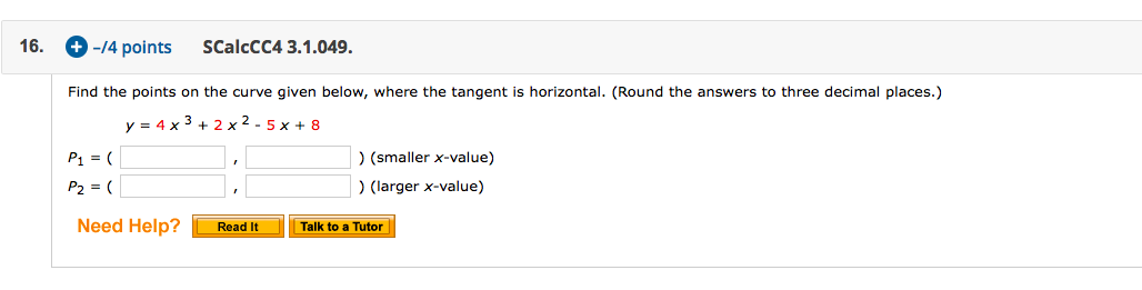 Solved 16. + -14 points SCalcCC4 3.1.049. Find the points on | Chegg.com