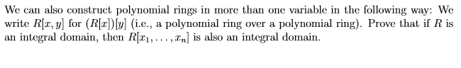 Solved We can also construct polynomial rings in more than | Chegg.com