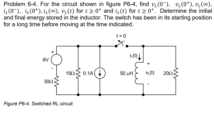 [Solved]: Problem 6-4. For the circuit shown in figure P6-4