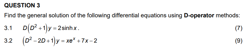 Solved QUESTION 3Find the general solution of ﻿the following | Chegg.com