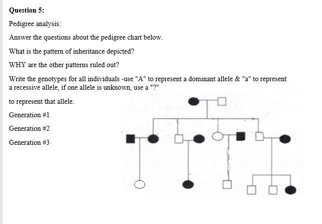 Solved Question 5: Pedigree analysis: Answer the questions | Chegg.com