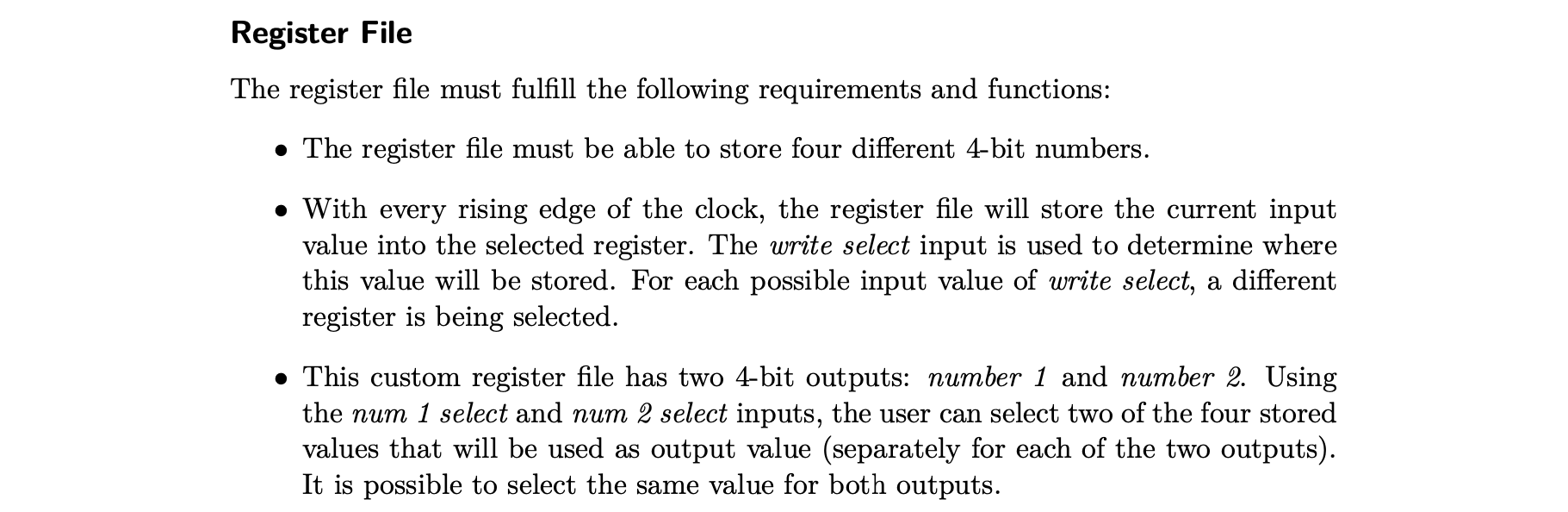 Solved I need help with creating a 4-bit Register File in | Chegg.com