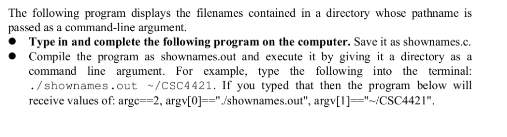 Solved Task 1: Printing File Names using Dirent Library: | Chegg.com