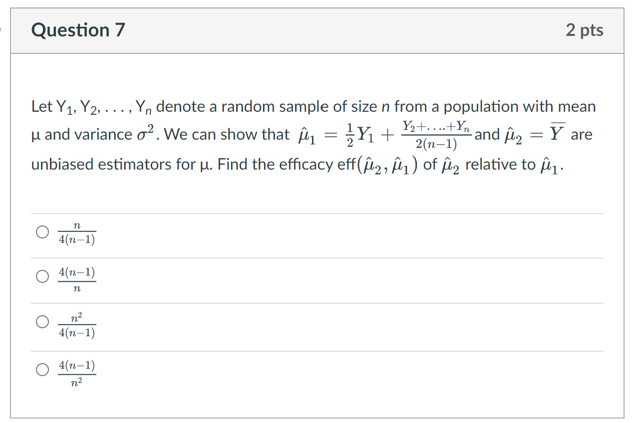 Solved Let Y1,Y2,…,Yn denote a random sample of size n from | Chegg.com