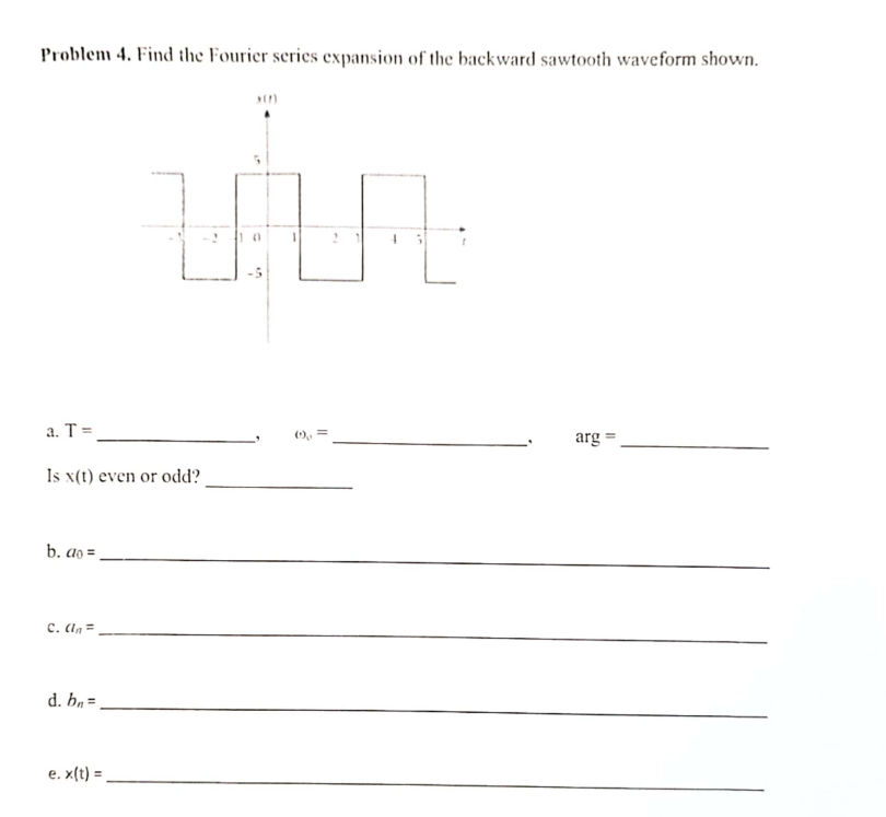 Solved Problem 4 Find The Fourier Series Expansion Of The