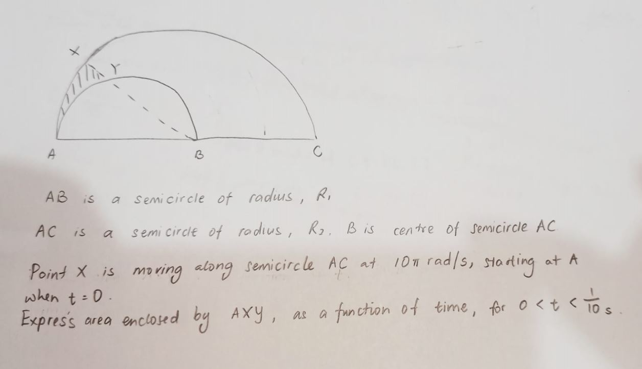 Solved 7 A B AB is а semicircle of radius, AC is а semi | Chegg.com