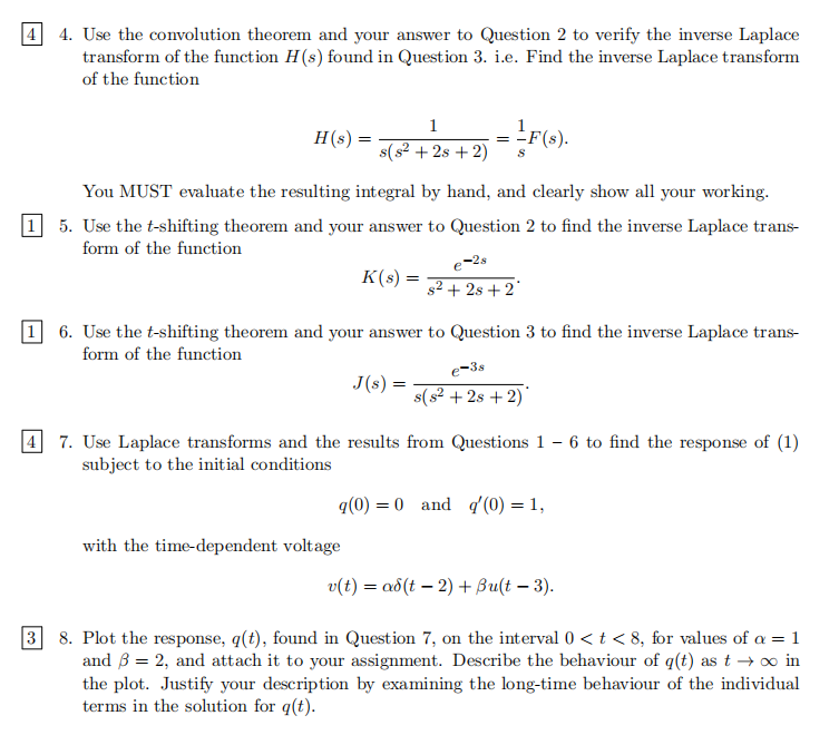 Solved RLC circuit and Laplace transforms The charge on a | Chegg.com