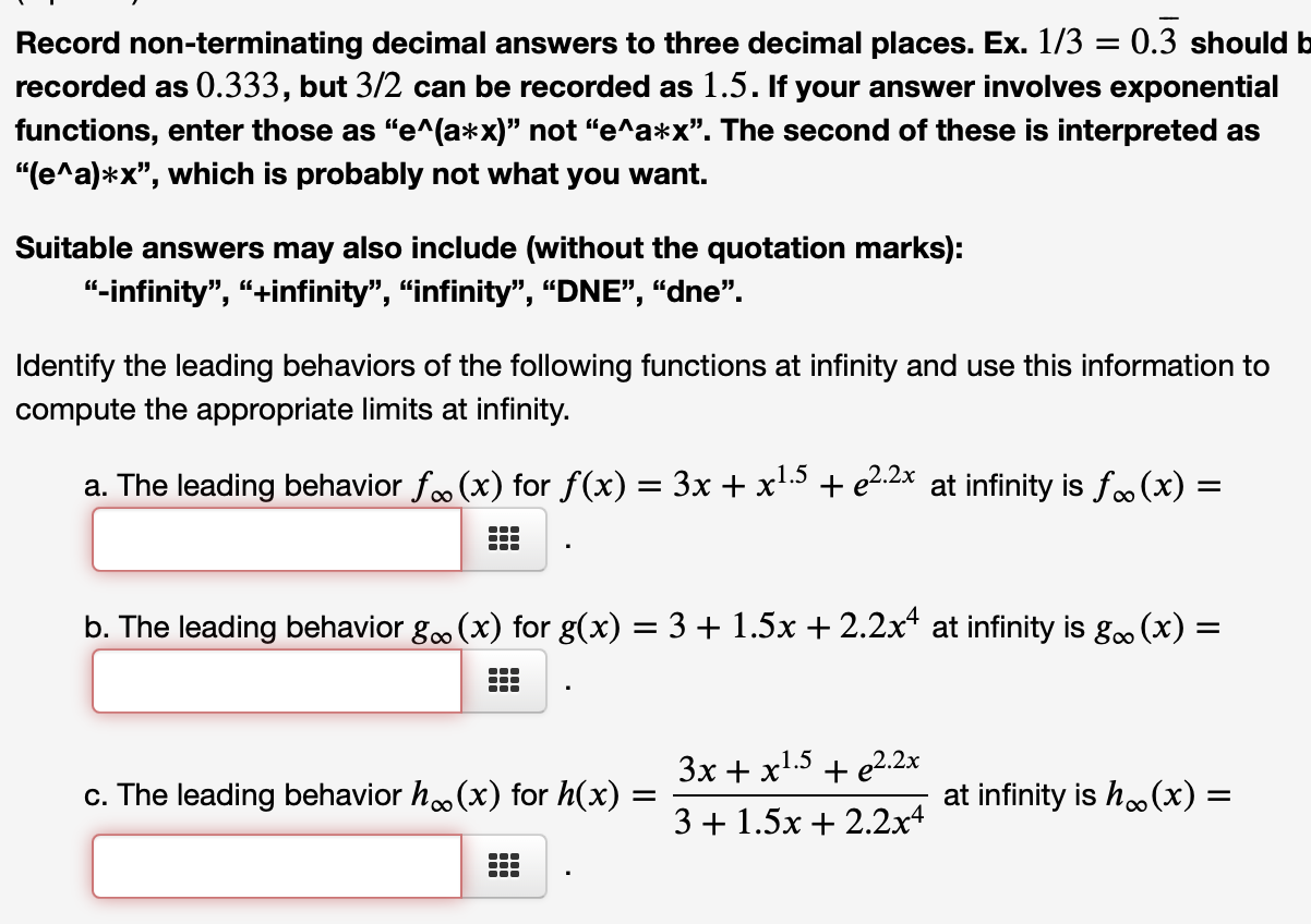 Solved Record non-terminating decimal answers to three | Chegg.com