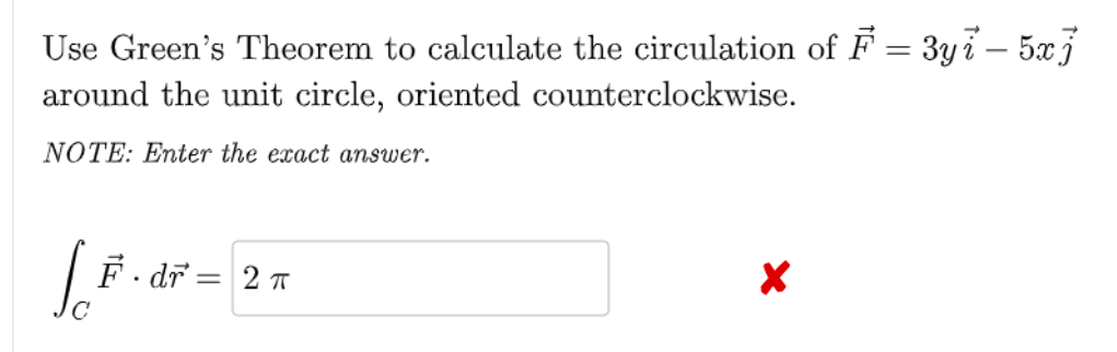 Solved Use Green's Theorem to calculate the circulation of | Chegg.com