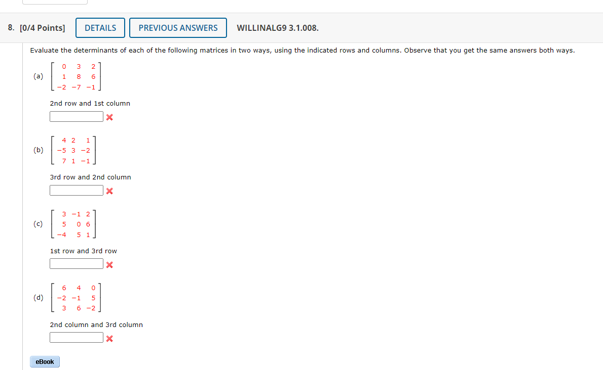 Solved Evaluate the determinants of each of the following | Chegg.com