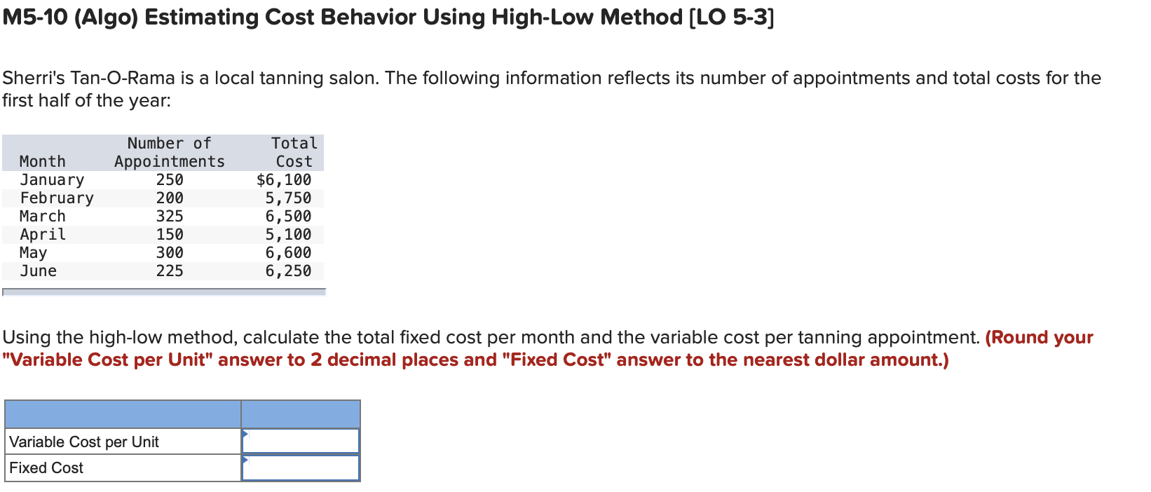 Solved M5-10 (Algo) Estimating Cost Behavior Using High-Low | Chegg.com