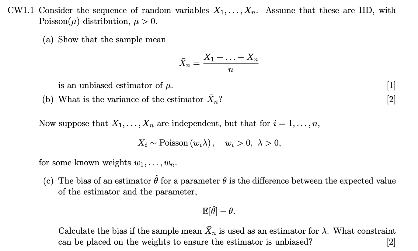 Solved W1.1 Consider the sequence of random variables | Chegg.com