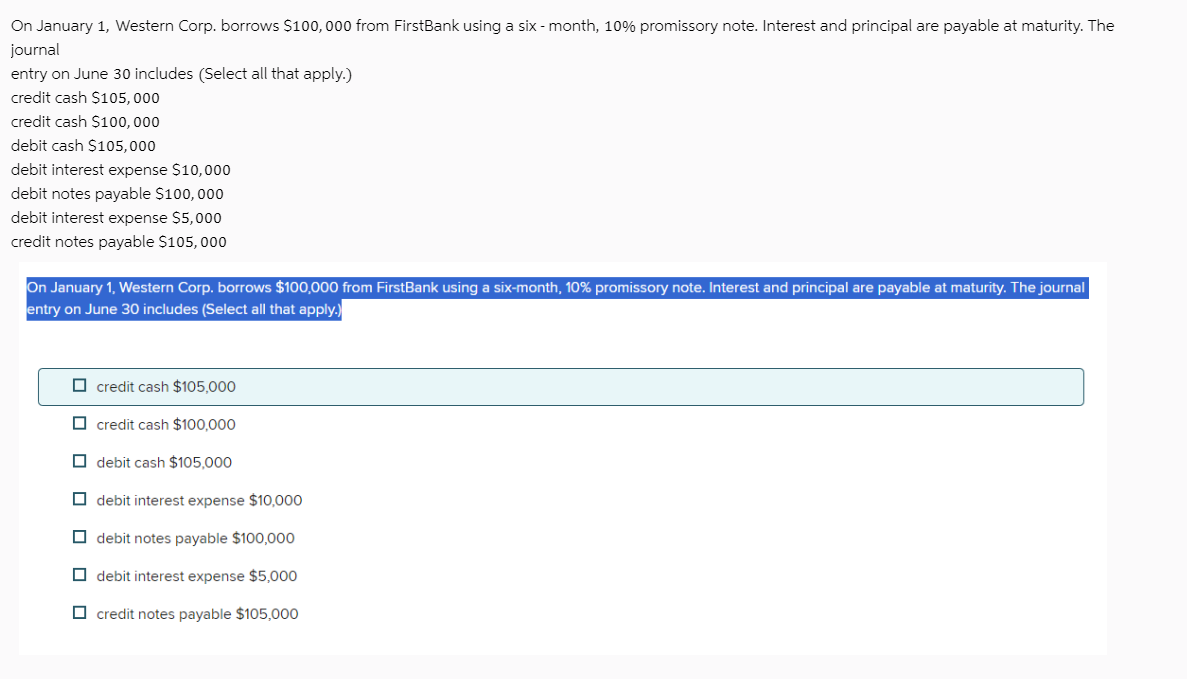 Solved On January 1, ﻿Western Corp. borrows $100,000 ﻿from | Chegg.com