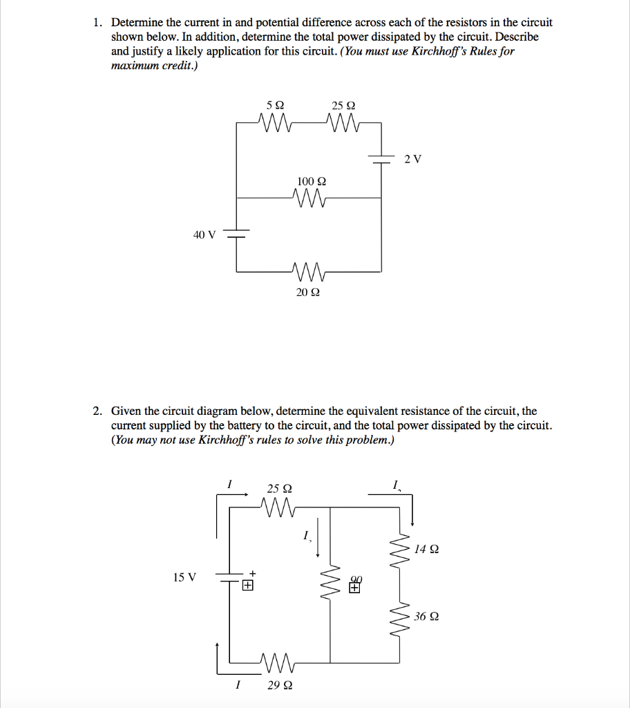 Solved 1. Determine the current in and potential difference | Chegg.com