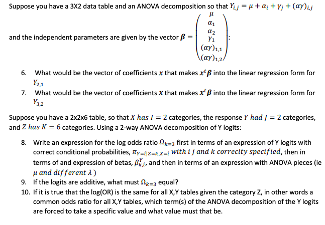 Suppose you have a 3x2 data table and an ANOVA | Chegg.com