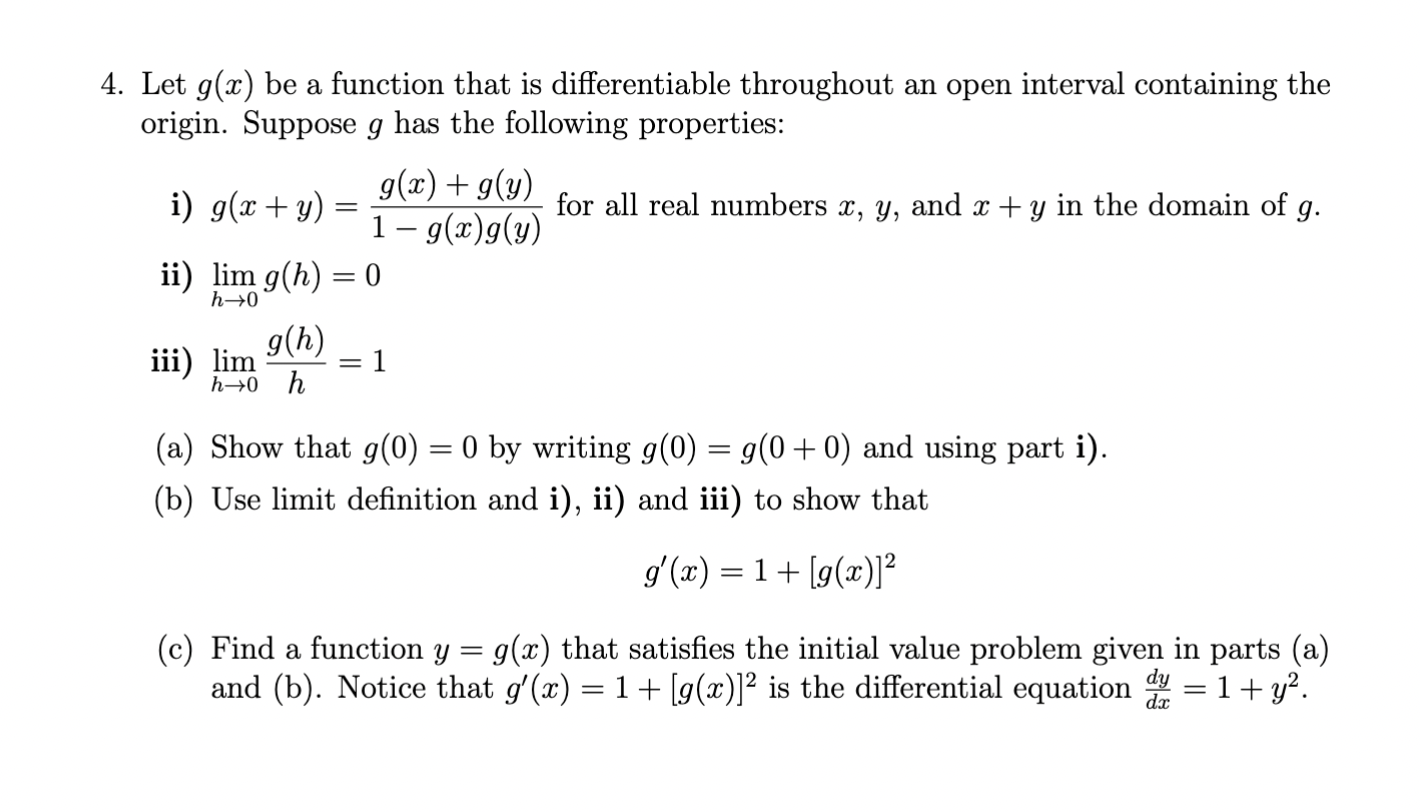 Solved 4. Let g(x) be a function that is differentiable | Chegg.com