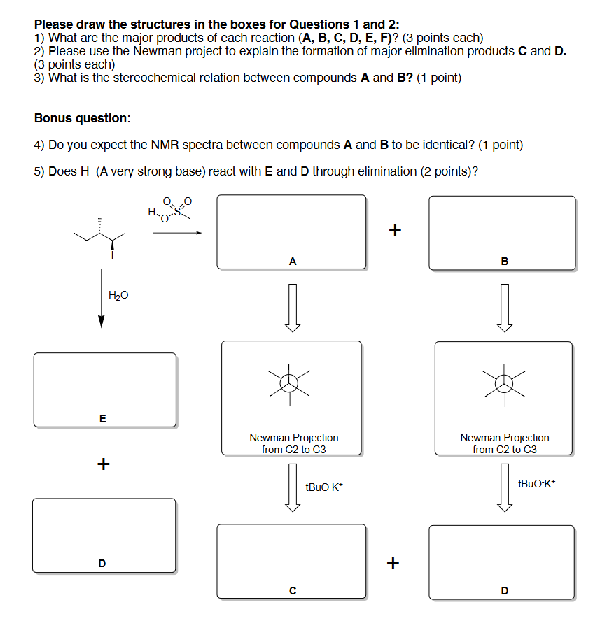 Solved Please draw the structures by hand in the boxes for | Chegg.com