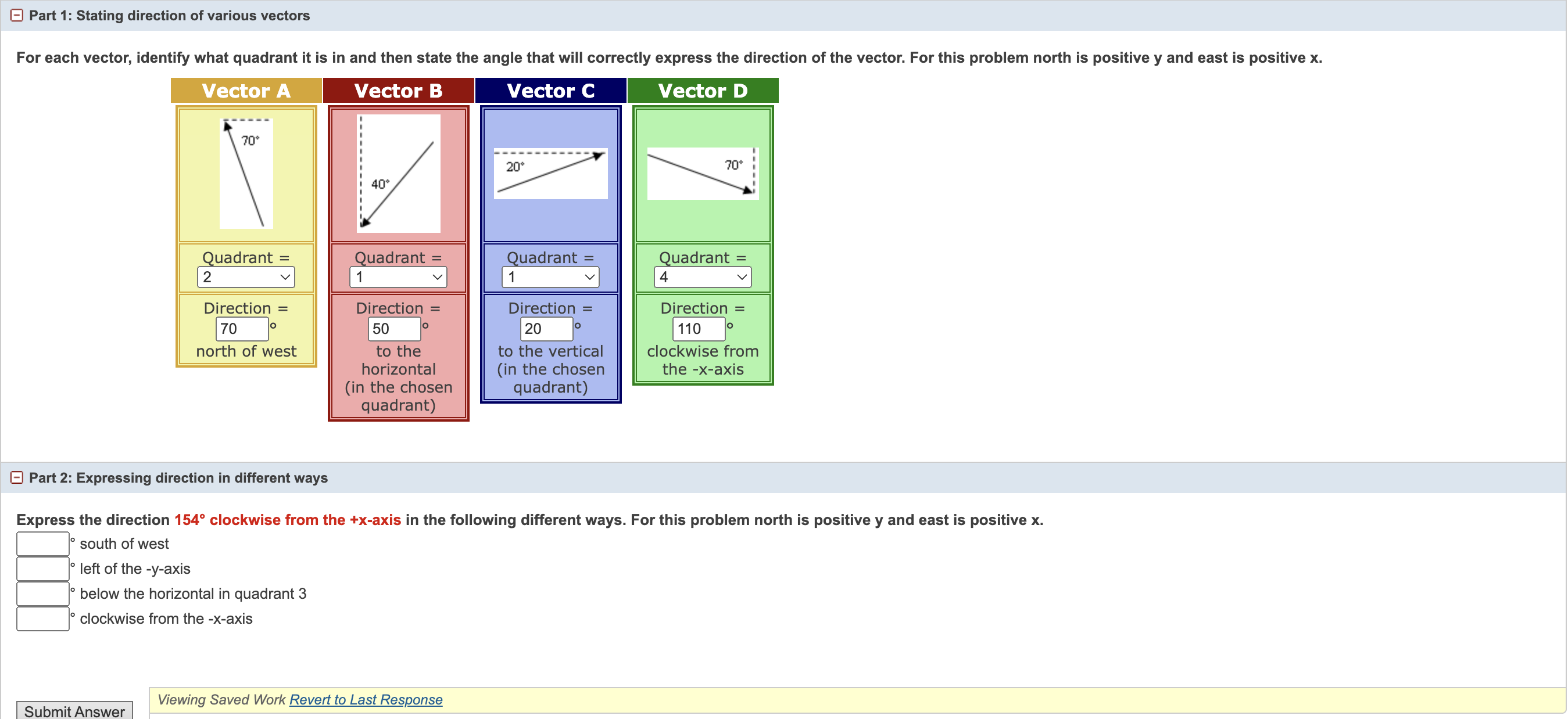 Solved \r\nUsing the standard cartesian coordinate system, | Chegg.com