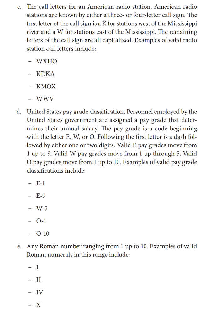 Solved 5. Write a pattern for each of the following string | Chegg.com