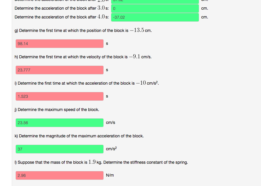 Solved (3 pts) A block attached to the end of a spring moves | Chegg.com