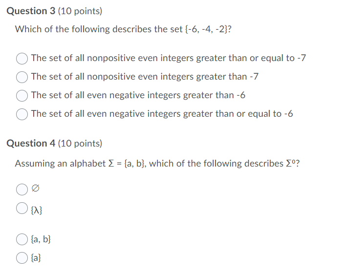 Solved Question 1 (10 points) Among the sets {a, b, c}, { | Chegg.com