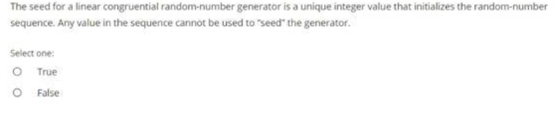 Solved The Seed For A Linear Congruential Random Number 7781