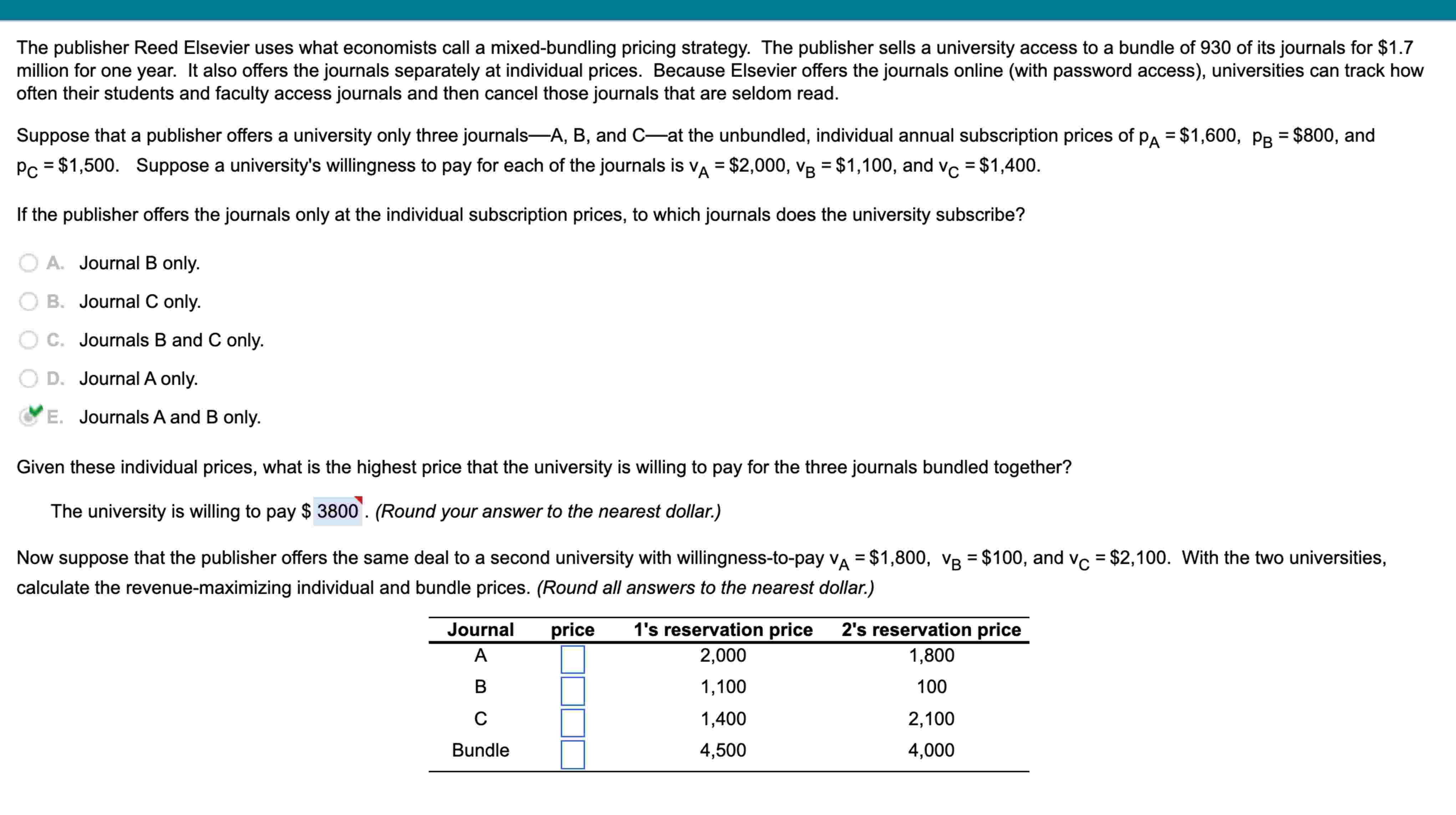 Solved 'E. ﻿Journals A and B ﻿only.Given these individual | Chegg.com