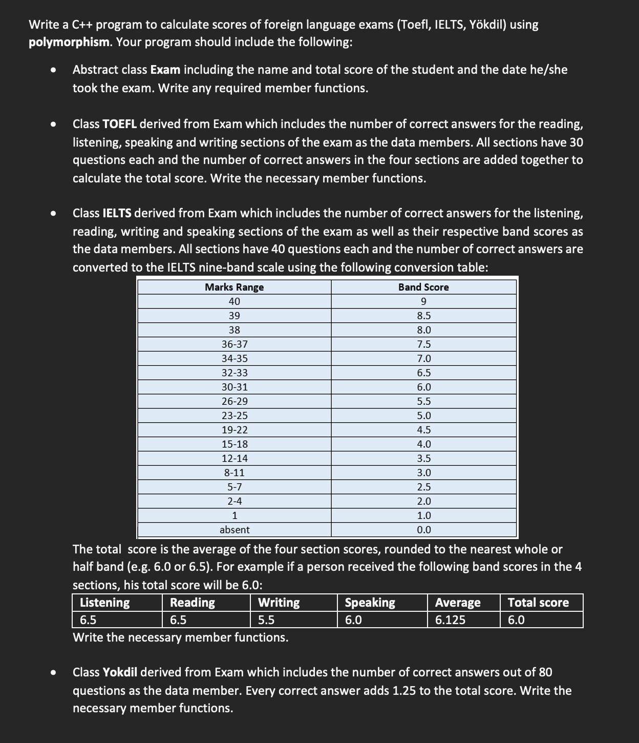 Solved Write a C++ program to calculate scores of foreign | Chegg.com